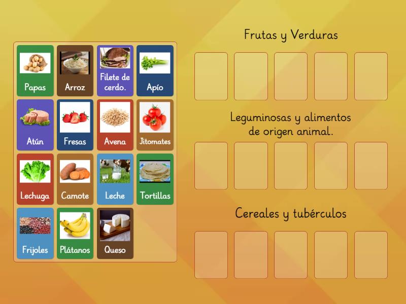 Clasificando los alimentos. - Group sort