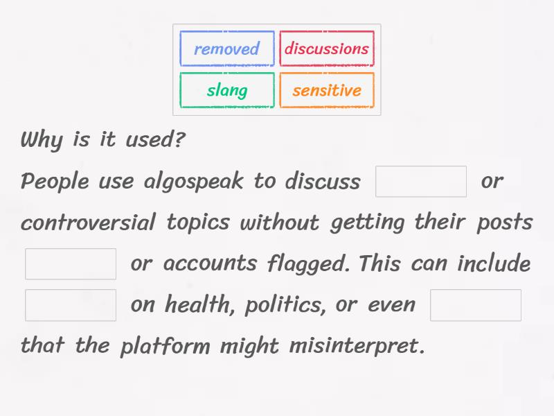 B2. Algospeak: Definitions & Usage - Complete the sentence