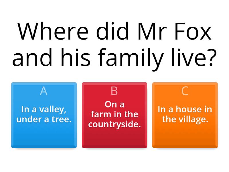 Chapter 2 - Fantastic Mr Fox - Quiz
