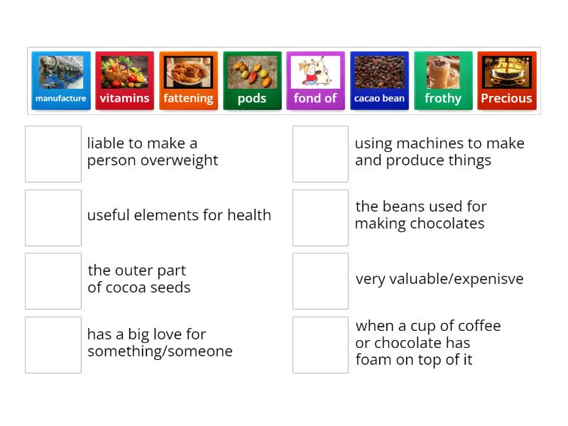 The Origin of Chocolate Vocabulary Words - Match up