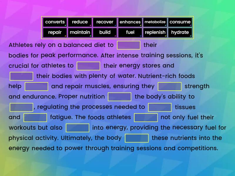 Vocabulary: Nutrition (verbs) - Complete the sentence