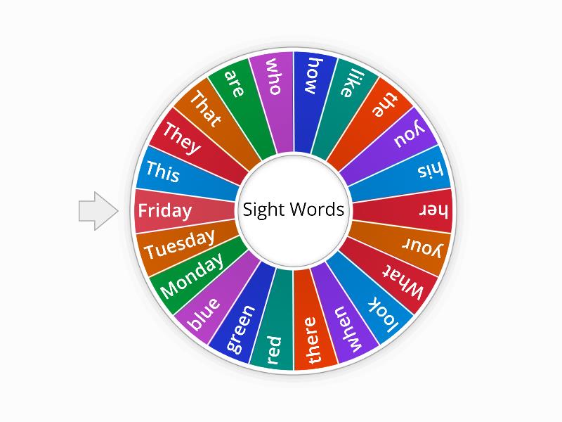 Sight Words - Spin the wheel
