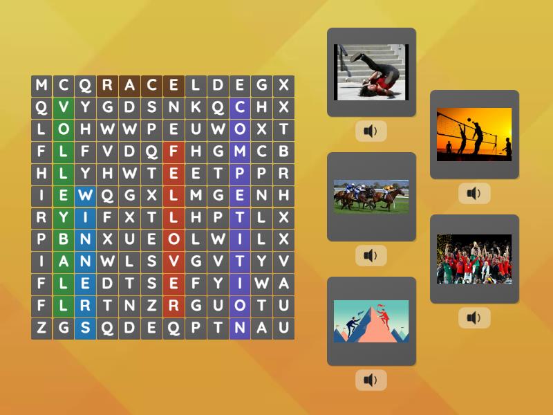4.1.GRF - U8- Sports day. Find the words. - Wordsearch