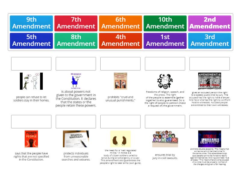 The Bill of Rights WordWall - Match up