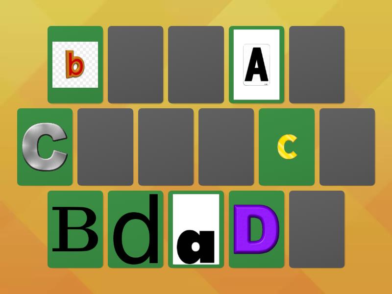 Uppercase and lowercase letters A-H - Matching pairs