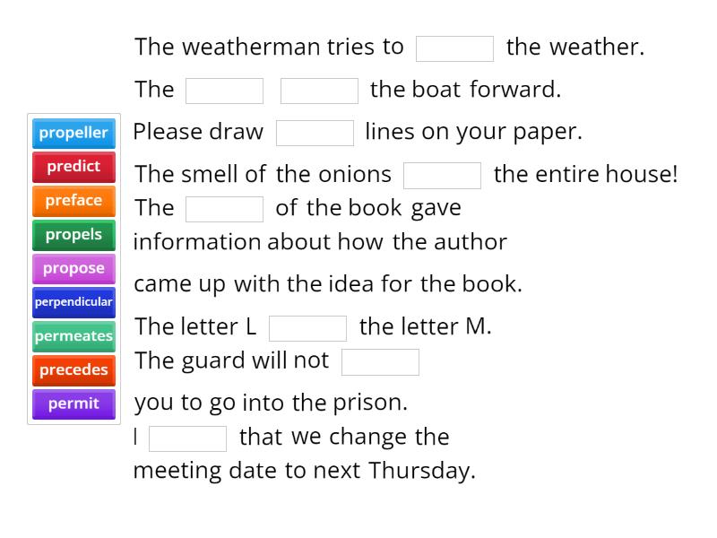 Prefixes pre-, pro-, & per- - Complete the sentence