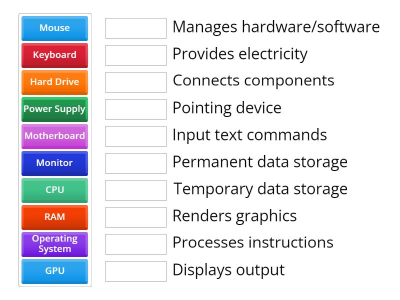 Computer System Components - Match up