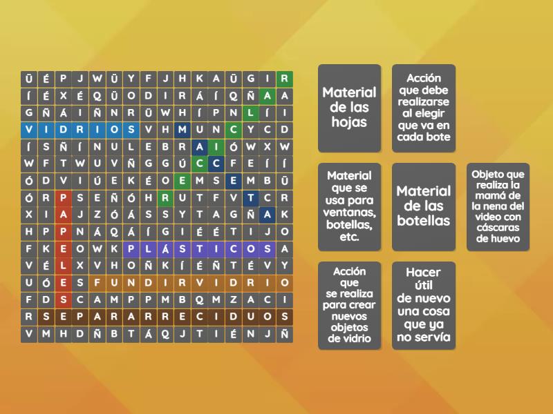 RECICLAJE - Sopa de letras