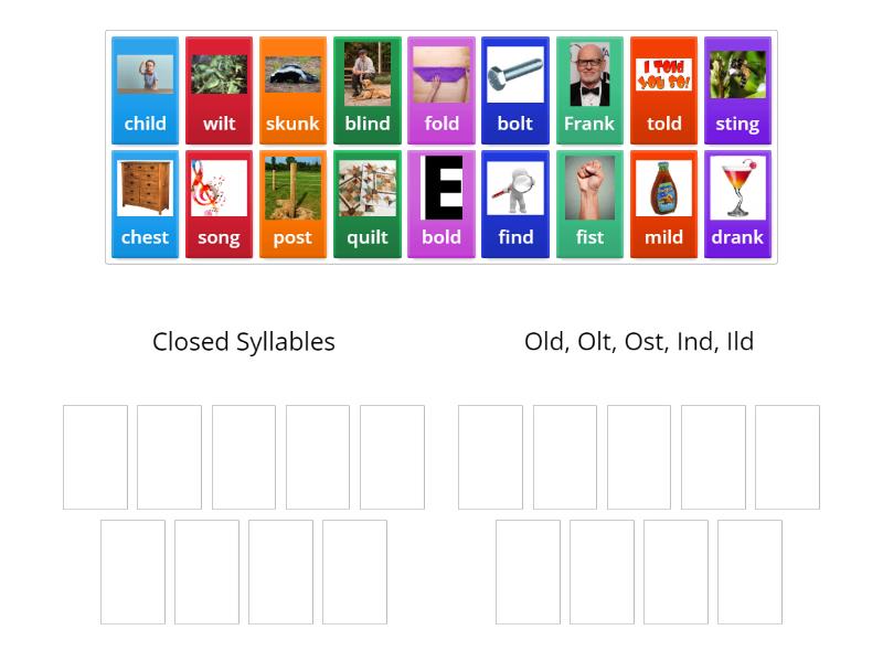 Camille; Closed syllable/exception sort 2.3-2.4 - Group sort