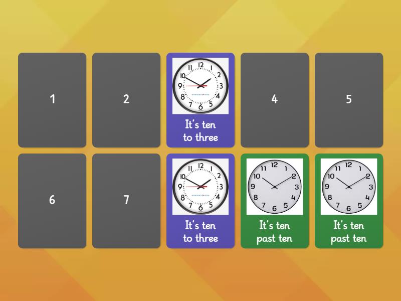 Activity 1 Topic Clock - Matching pairs