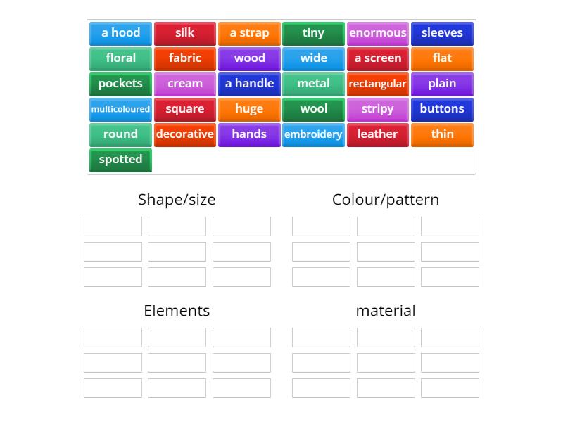 Describing objects - Group sort