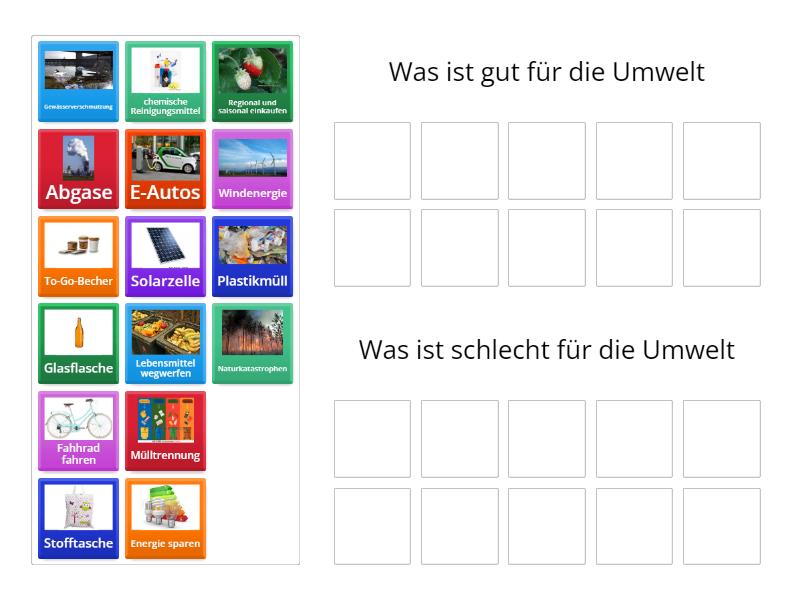 Umwelt: gut oder schlecht? - Group sort