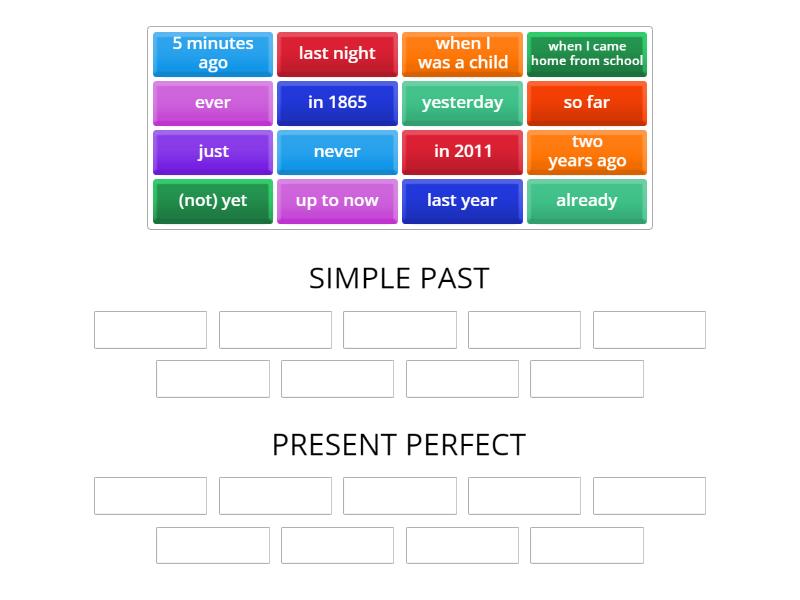 Simple past or present perfect - signal words_AIRPLANE!!!!! - Ordenar ...