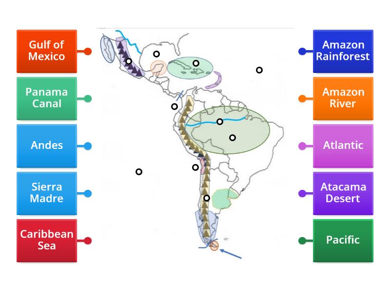 Latin America Physical Features Map - Etiketli diyagram