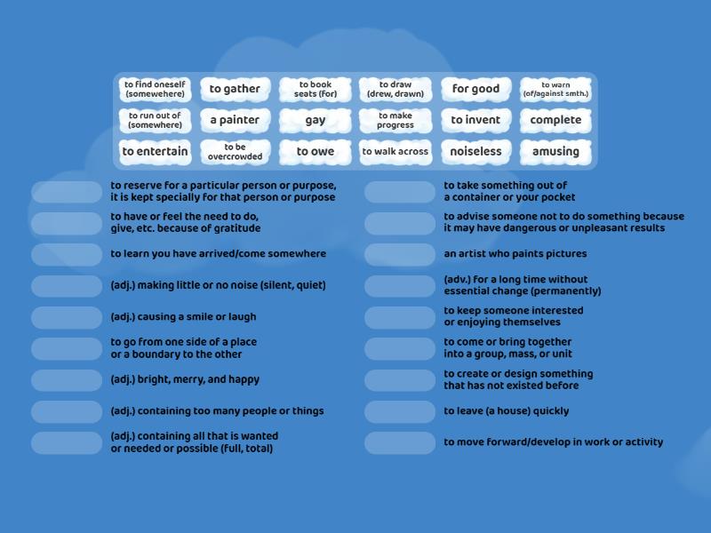 lesson 22; active words quiz - Match up