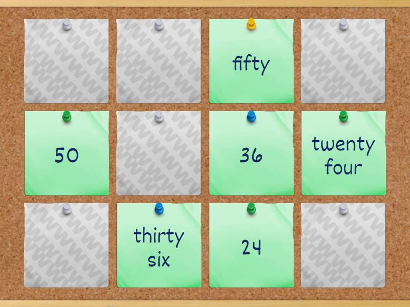 matching numbers and number names - Matching pairs