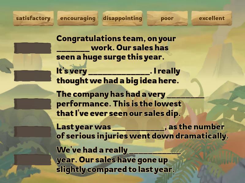 Adjectives to Describe Performance - Match up