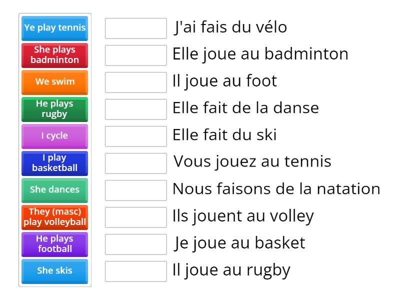 Les passe temps- matching up - Match up