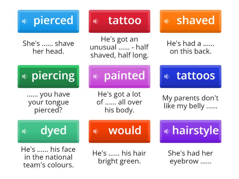 Project 5 Unit 3A - Body art vocab - Unscramble