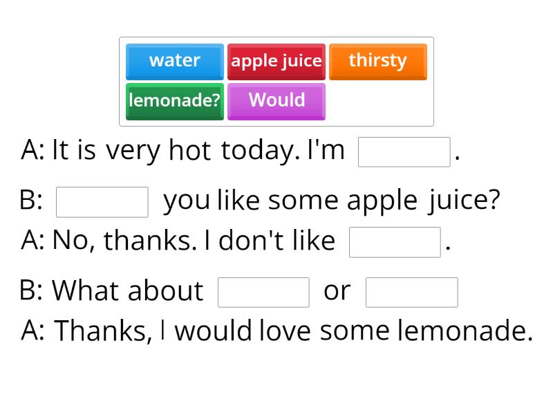 food dialogues - Complete the sentence