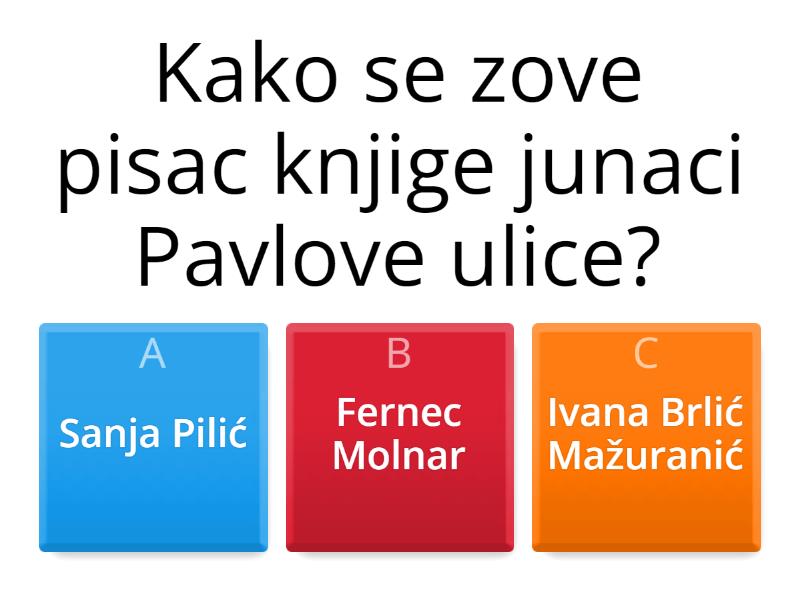 Junaci Pavlove ulice - Quiz
