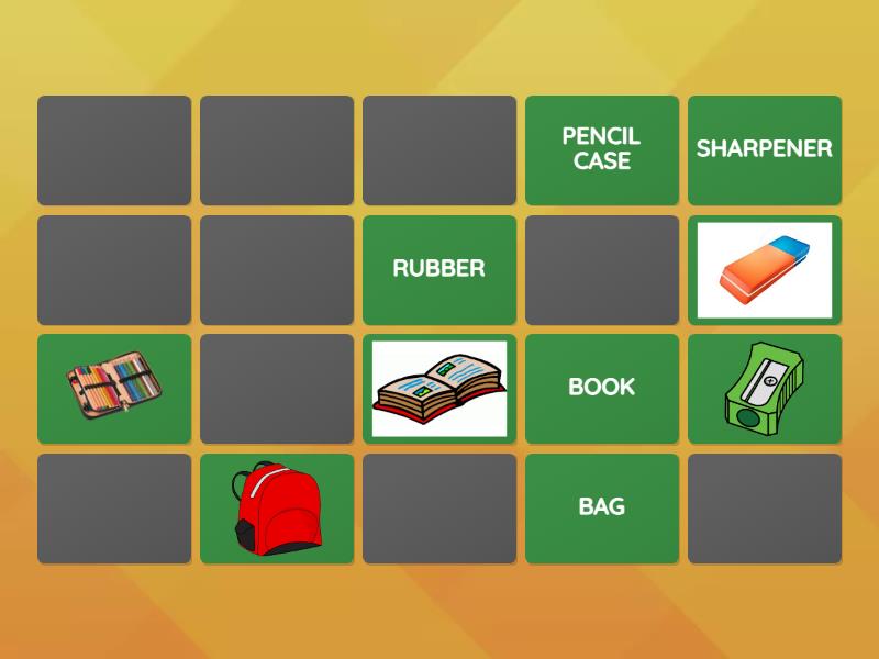 SCHOOL OBJECTS Memory Game_Inmaculada Concepción - Matching pairs
