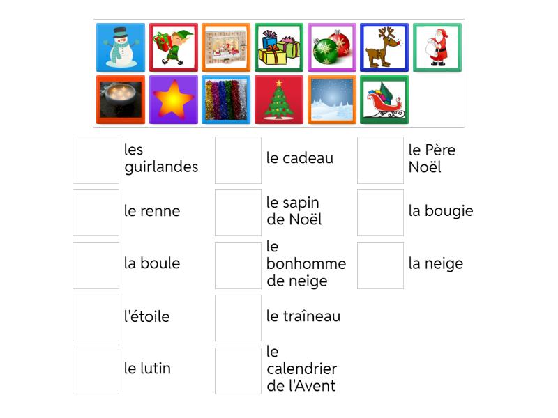 Le vocabulaire de Noel - Match up