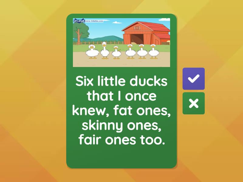 Six Little Ducks - Flash cards