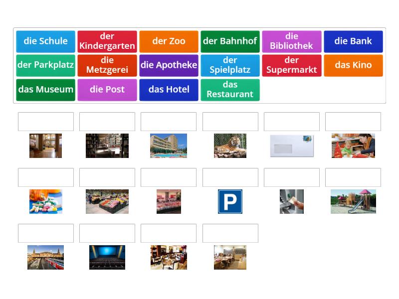 Orte in der Stadt Wortschatz - Match up