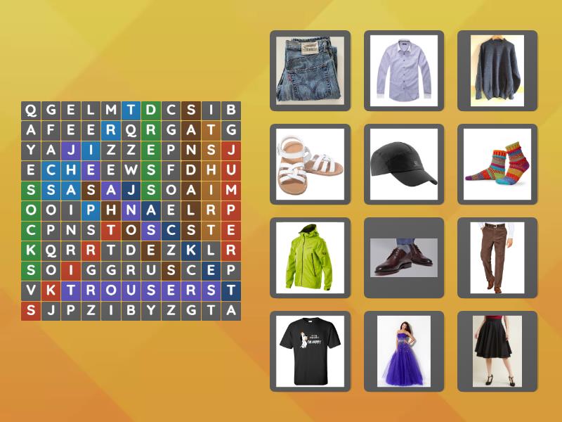 Clothes AS1 Unit 8 - Wordsearch