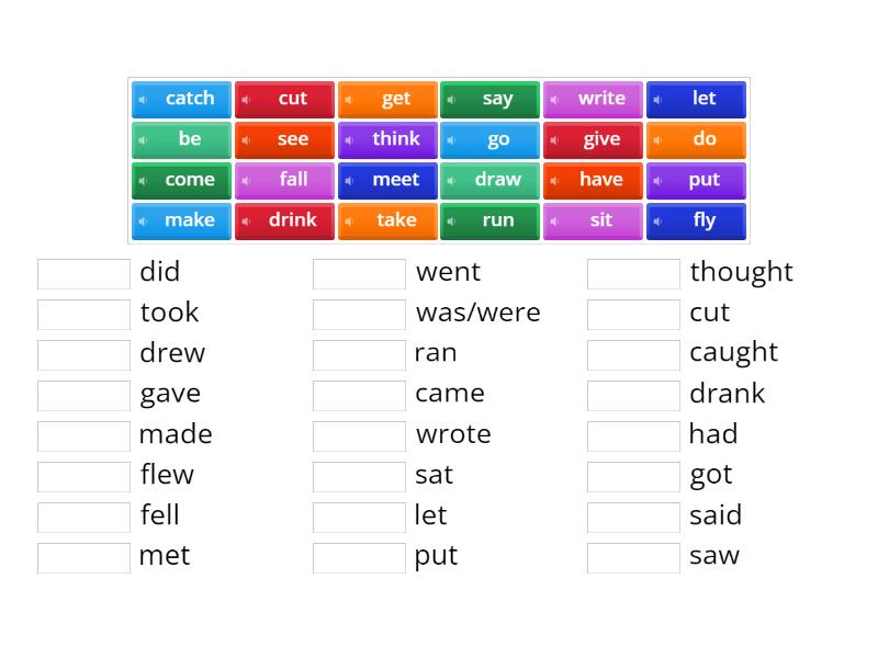 irregular verbs 4th form - Match up