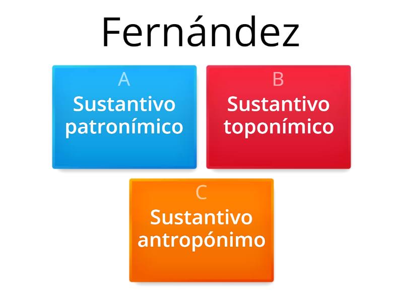 Sustantivos propios- Clasificación - Cuestionario