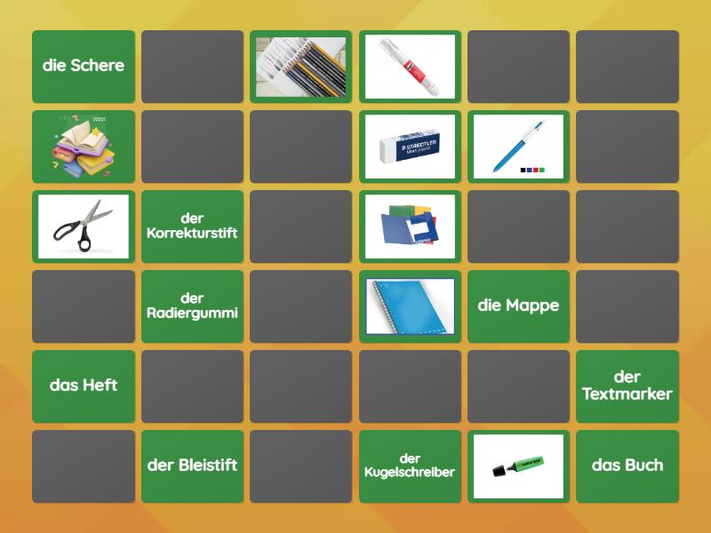 Wortschatz - In der Schule - Matching pairs