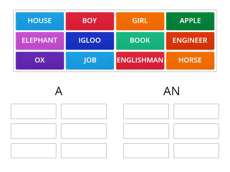 SIPC Indefinite Articles: A/AN - Tina - Group sort