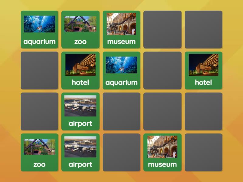 Match the same places. - Matching pairs