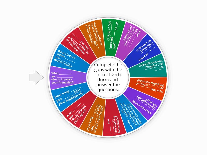 Present Perfect Simple / Present Perfect Continuous - Random wheel