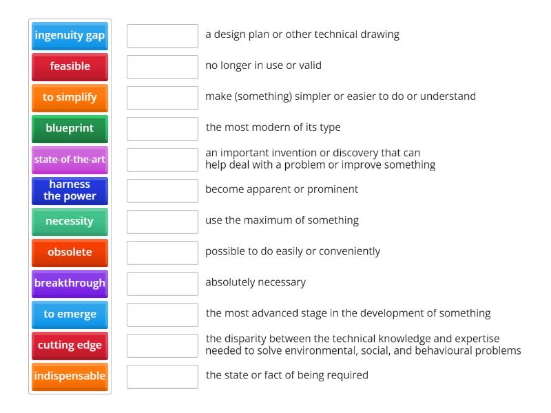 Inventions vocabulary - Match up