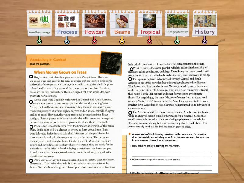 When money grows on trees (Wordly Wise book5 lesson2) story - Labelled ...