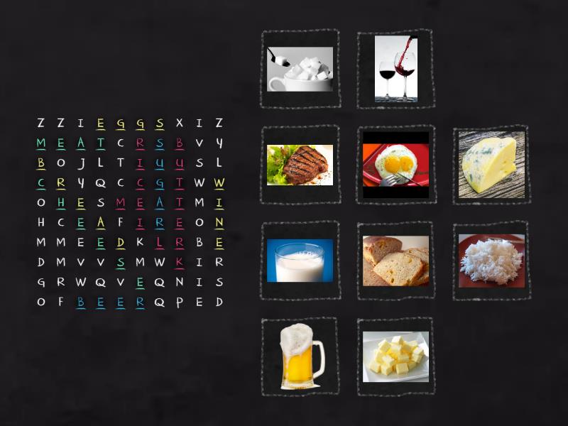 Food and drink - Wordsearch