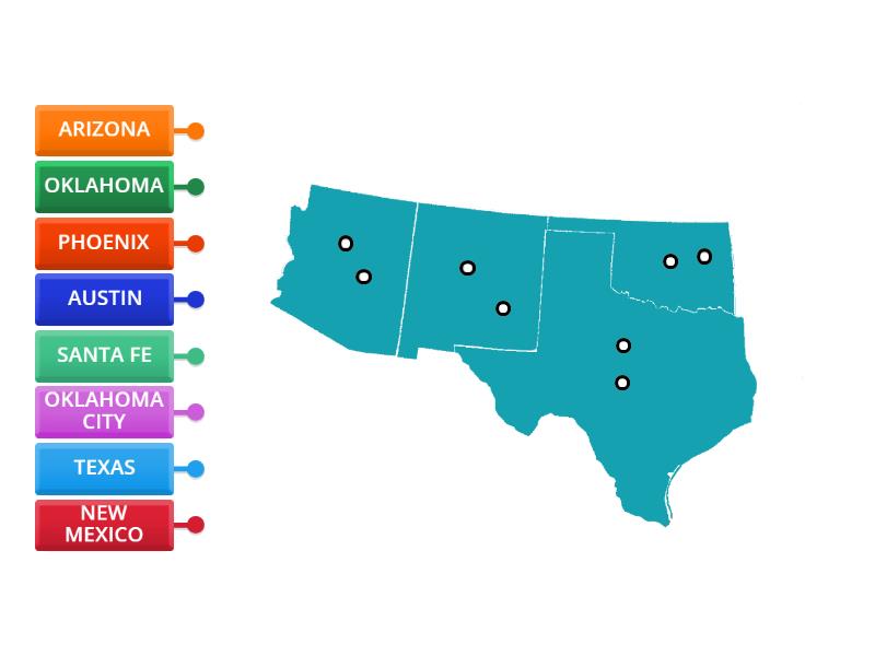 SOUTHWEST STATES - Labelled diagram