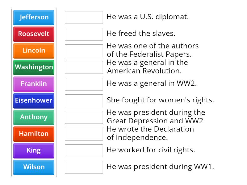Citizenship Test: Famous People - Match up