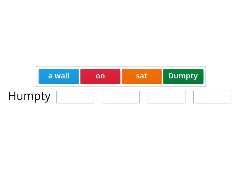Humpty Dumpty: Unscramble the nursery rhyme. - Complete the sentence