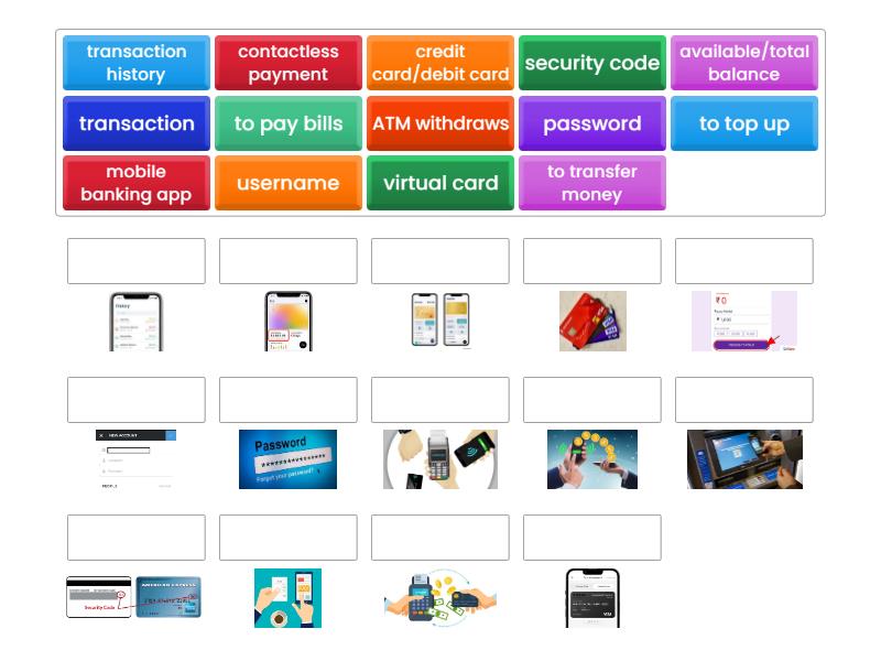 Online Banking (vocabulary) - Match up