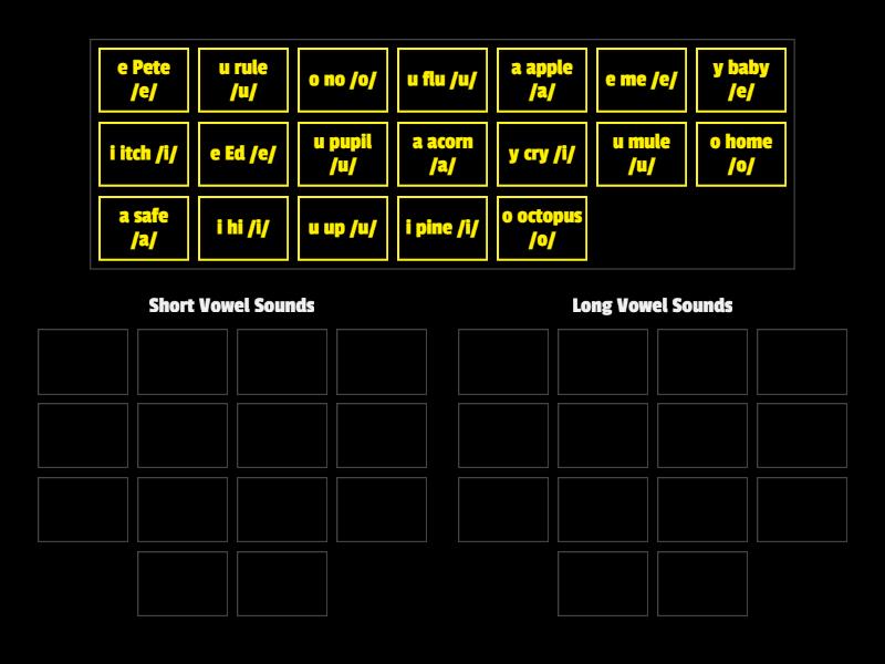 Short or Long Vowel Sounds - Group sort
