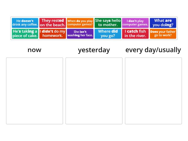 movers_tenses - Categorize