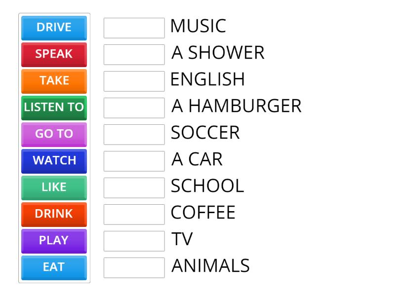 Verb noun collocations - Match up