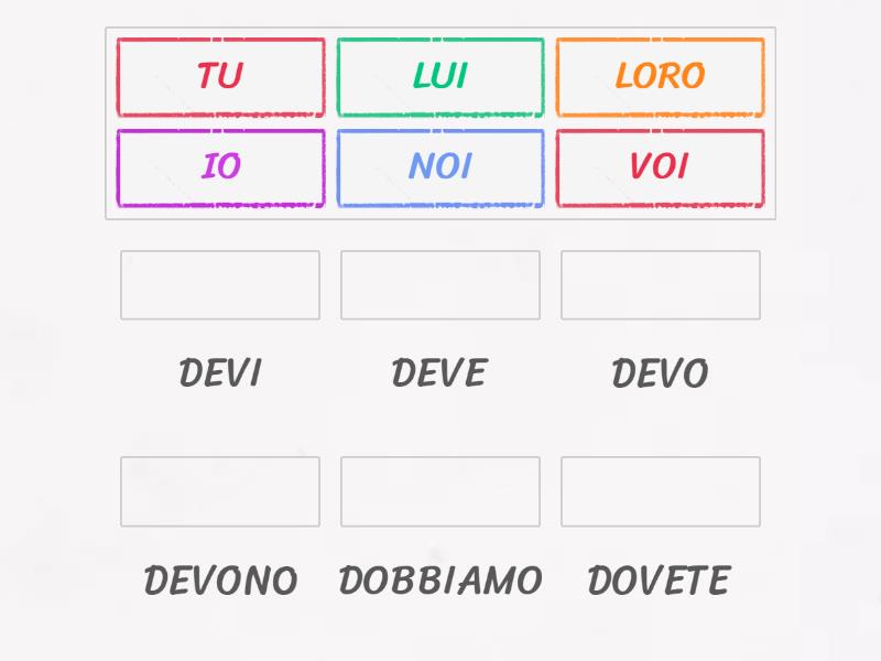 Il verbo dovere - A1 - 2 - Match up