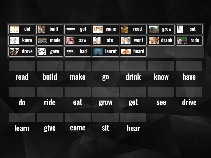 Irregular verbs simple past Match - Match up
