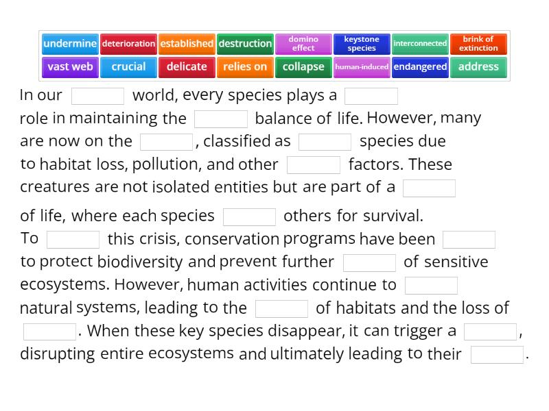 Environment, ex 1 - Complete the sentence