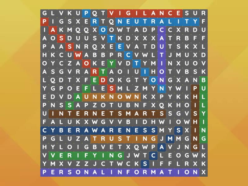 E-Safety : Find 10 words related to security on the internet - Wordsearch